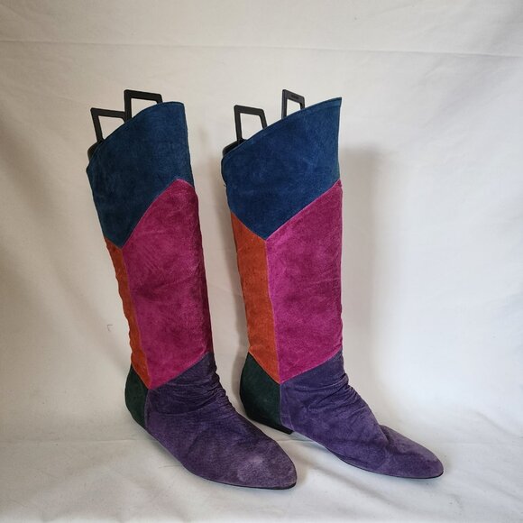 Passport | Shoes | Vintage 8s Multicolored Colorblock Retro Funky Suede ...